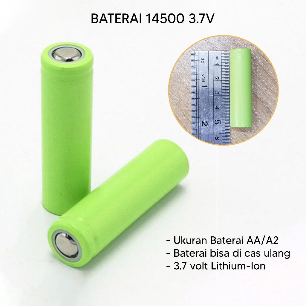 Jual Battery Baterai Cas 3.7V Li-ion 14500 Baterai AA Rechargeable ...