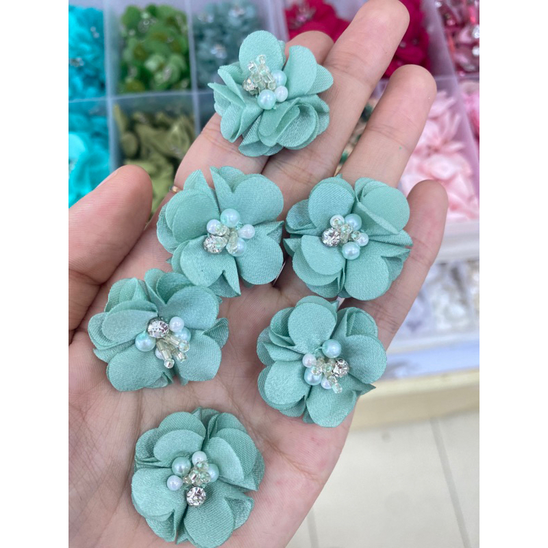 Jual Bunga 3d / bunga rangkai / bunga payet ( hijau , olive , sage ...