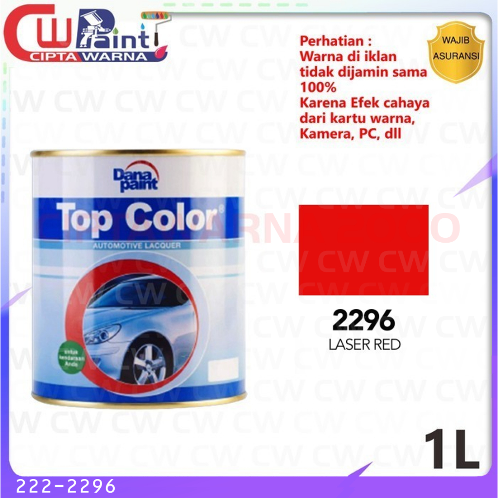 Jual Top Color Dana Paint Cat NC Duco Mobil Warna L4S3R Red Merah 1 ...