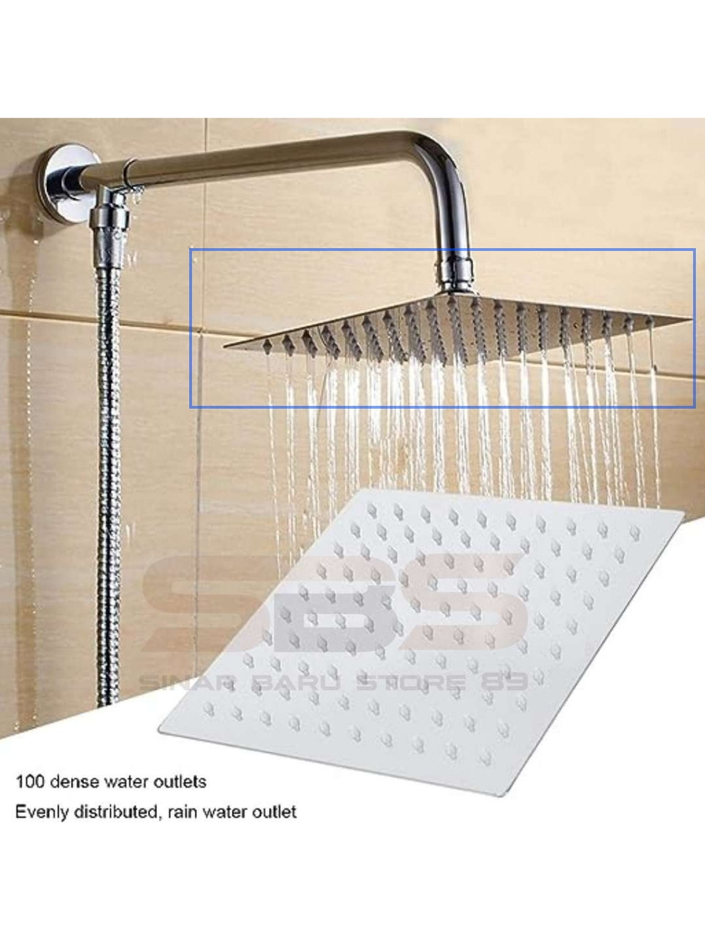 Jual Wall Shower Rainfall Kepala Shower Hujan Stainless Silver Glossy ...