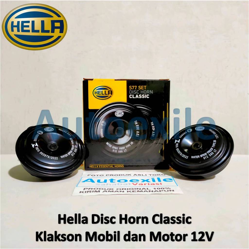 Jual Hella Disc Horn Classic S77 Set 12V Water Spray Proof Anti Semprot ...