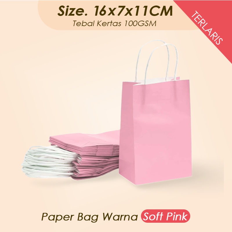 Jual (Pink) Paper Bag Kado Mini 16x7x11 CM / Paper Bag Mini Packing ...