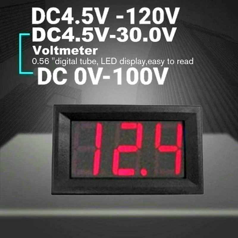 Jual VU meter DC | Volt meter DC | DC voltmeter 0 - 100V 3kabel | DC meter | Shopee Indonesia