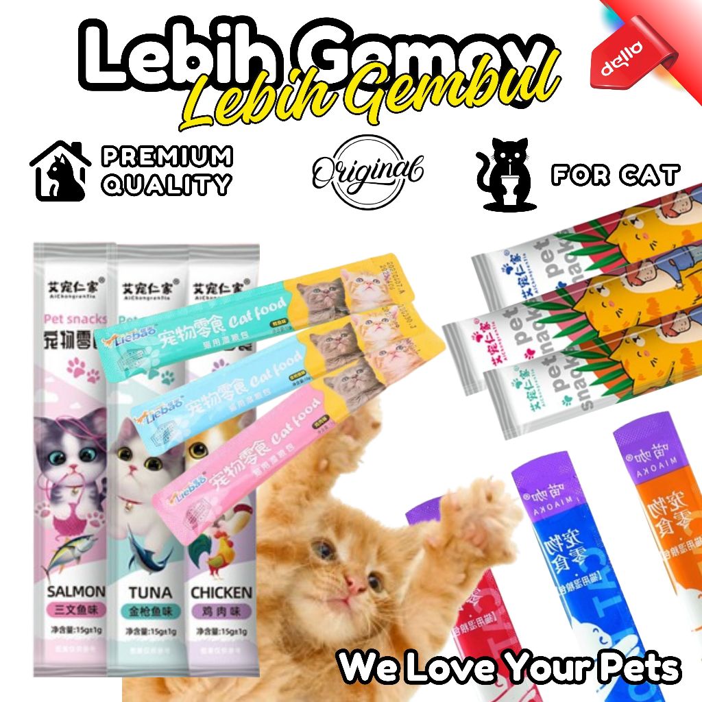 Jual Cemilan Kucing Meow Pet Snack Kucing 16g Penggemuk Bergizi Cat ...