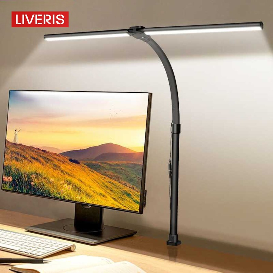 Jual Lampu Meja Baca Belajar LED Monitor PC Double Head Lamp Adjustable ...