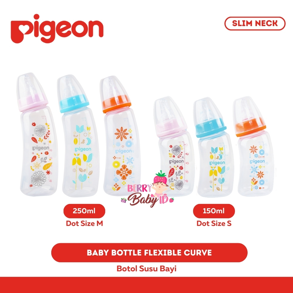Jual Berry Baby - Pigeon Baby Bottle Flexible Curve Slim Neck Botol ...