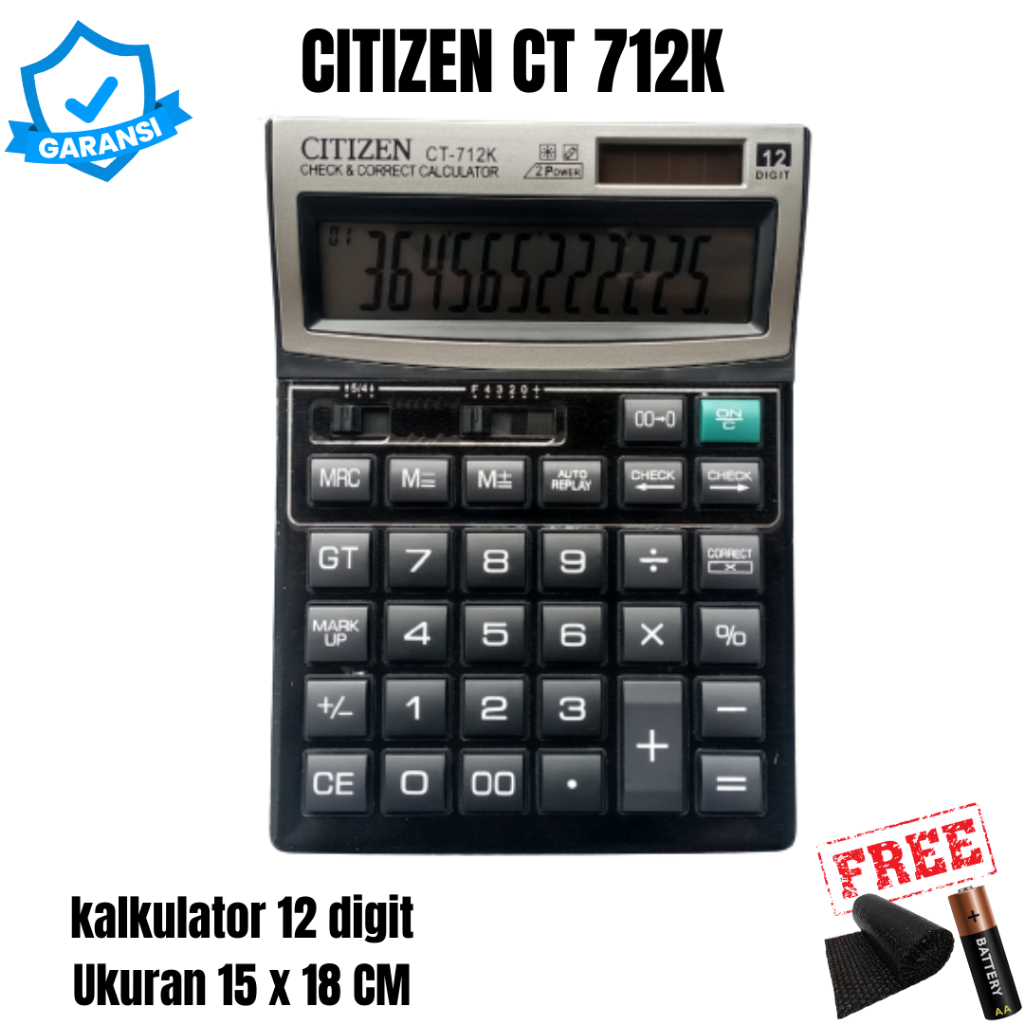Jual Kalkulator CT 712K Besar 12Digit Display LED Jelas Alat Hitung ...