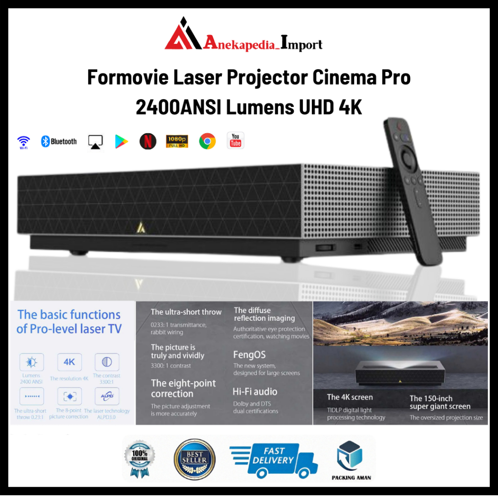 Jual Formovie Laser Projector Cinema Pro 2400 ANSI Lumens UHD 4K Proyektor - Projector ...