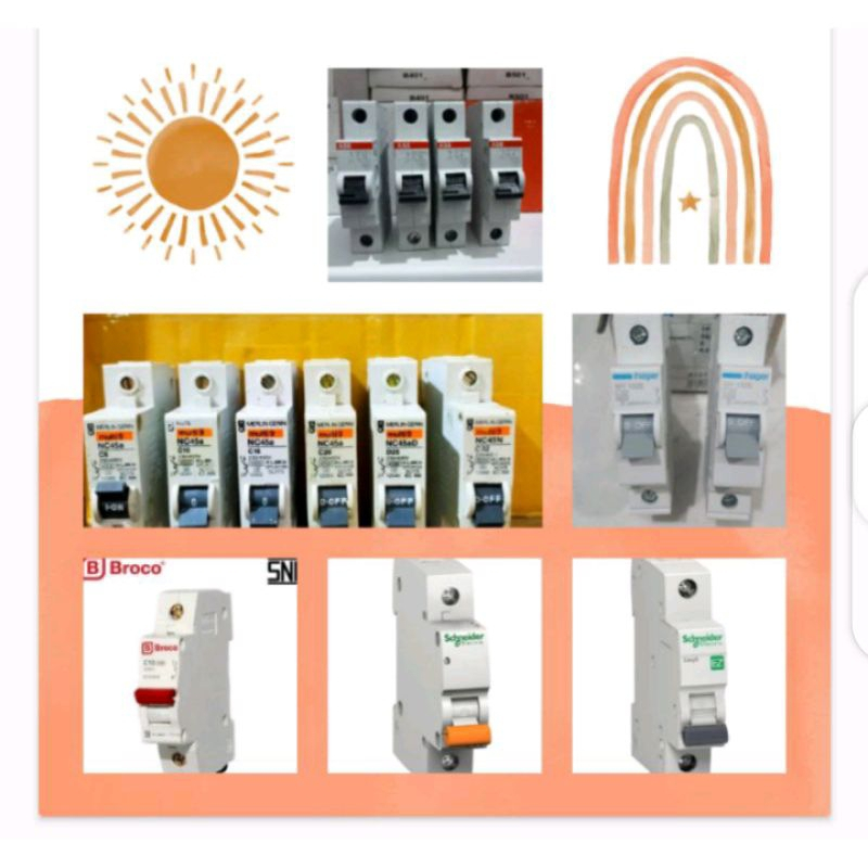 Jual MCB 1P Merlin/ Hager/ Broco/ ABB/ Schneider 1A 2A 4A 6A 10A 16A 20A 25A 32A 40A 50A 63A ...