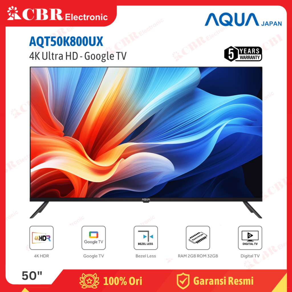 Jual TV AQUA 50 Inch LED AQT50K800UX (4K UHD-Google TV) | Shopee Indonesia