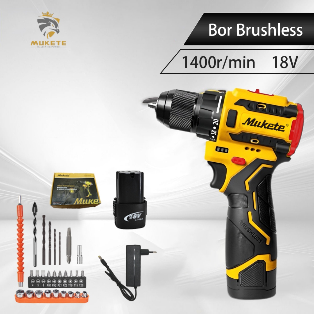 Jual Mukete 18V bor brushless bor baterai bor cordless bor impact ...