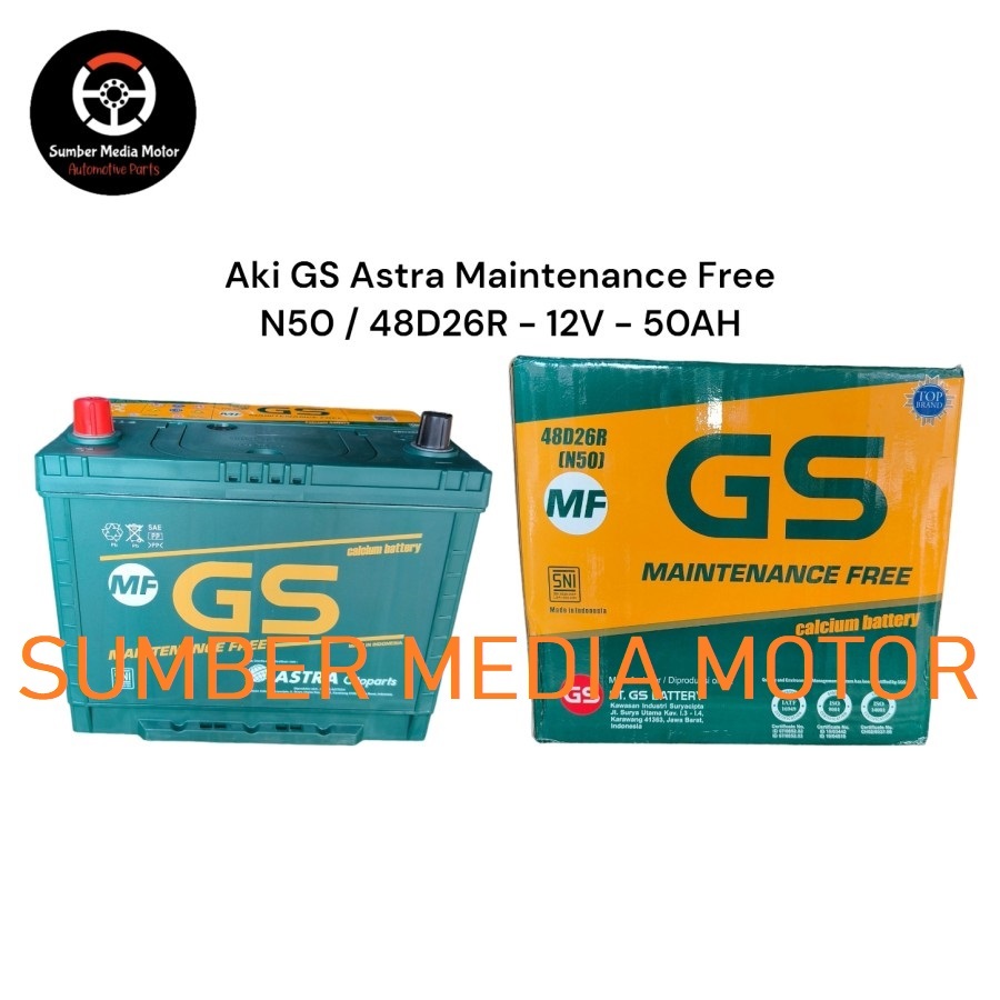Jual Aki Accu Kering Mobil GS MF Astra Maintenance Free N50 48D26R 12V-50AH Original | Shopee ...