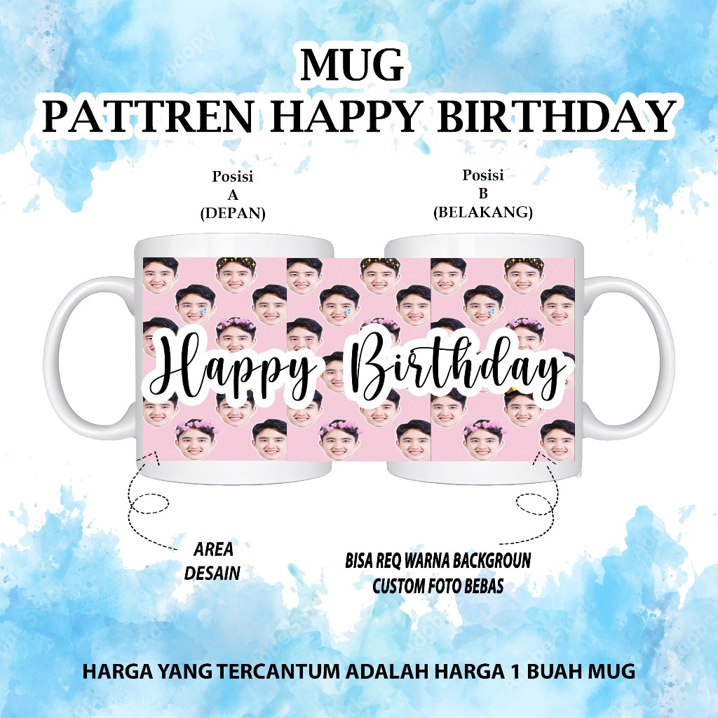 Jual Gelas Mug Custom Wajah Muka Text Bebas Aesthetic Termurah/Kado ...
