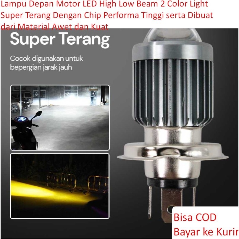 Jual Lampu Depan Motor LED High Low Beam 2 Color Light Super Terang Dengan Chip Performa Tinggi ...