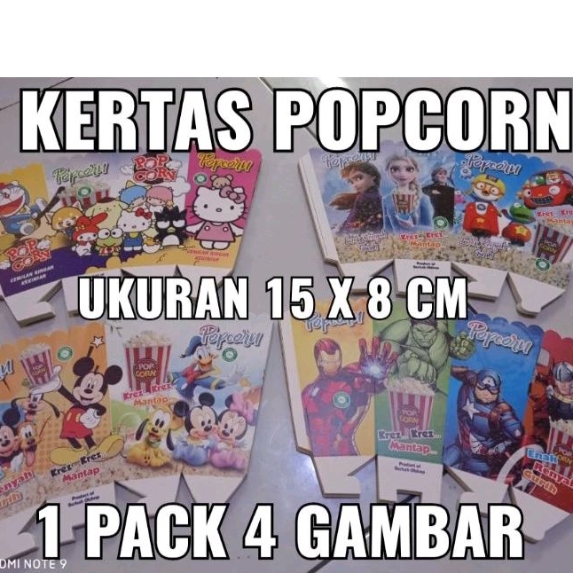 Jual kotak popcorn 14x8 cm / kertas popcorn 15x8 cm / kemasan popcorn ...