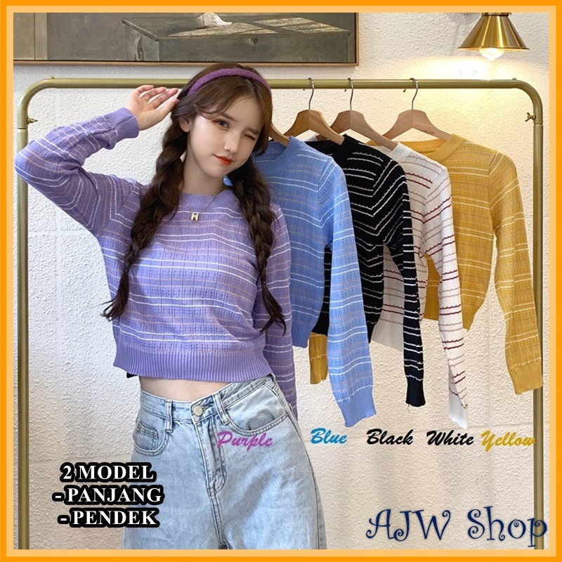 Jual AJWShop RB Crop Top Rajut Lengan Panjang Bahan Premium dan Halus | Atasan Crop Wanita ...
