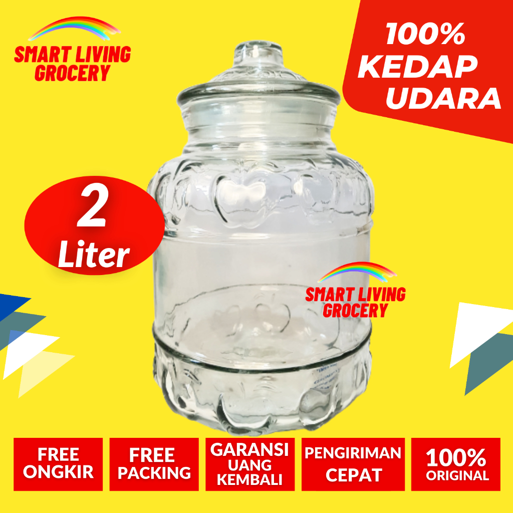 Jual TOPLES KACA KEDAP UDARA 2 LITER TOPLES BOTOL JAR KACA BENING BESAR ...