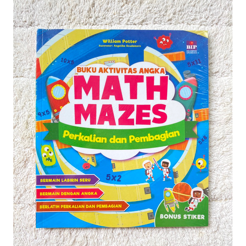 Jual [ORIGINAL] Gramedia : Buku Aktivitas Angka Matematika Math Mazes Perkalian Pembagian ...