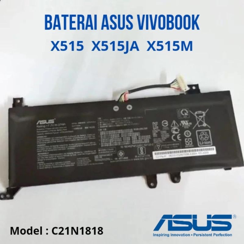 Jual BATERAI LAPTOP ASUS Vivobook X515 X515JA X515MA (C21N1818) | Shopee Indonesia