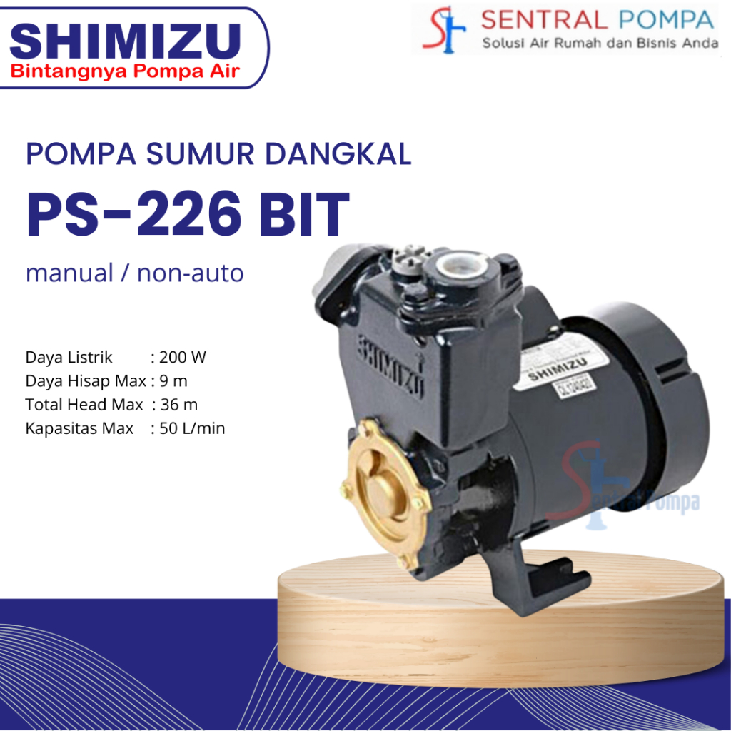 Jual Shimizu PS 226 BIT Pompa Sumur Dangkal 200 Watt Manual | Sentral Pompa | Shopee Indonesia