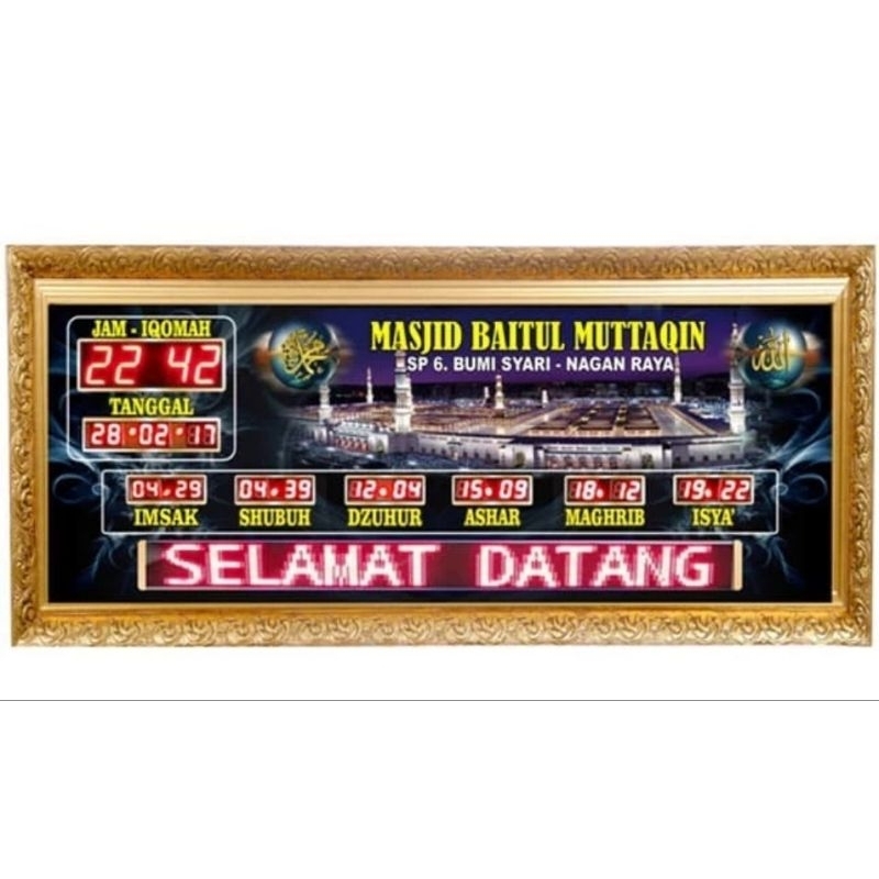 Jual Jam Masjid Digital Waktu Sholat Running Text Custom Nama 60 x 140 ...