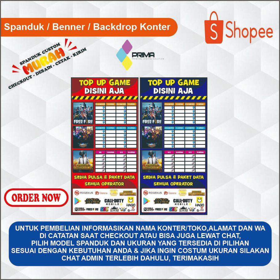 Jual SPANDUK BANNER KONTER TOP UP BELI 1 PAKET DAPAT 2 BANNER CUSTOM ...