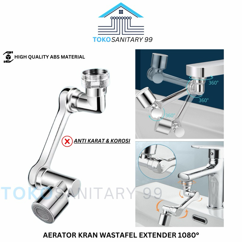 Jual Sambungan Kran Air Aerator Keran Wastafel Extender 1080 Derajat ...
