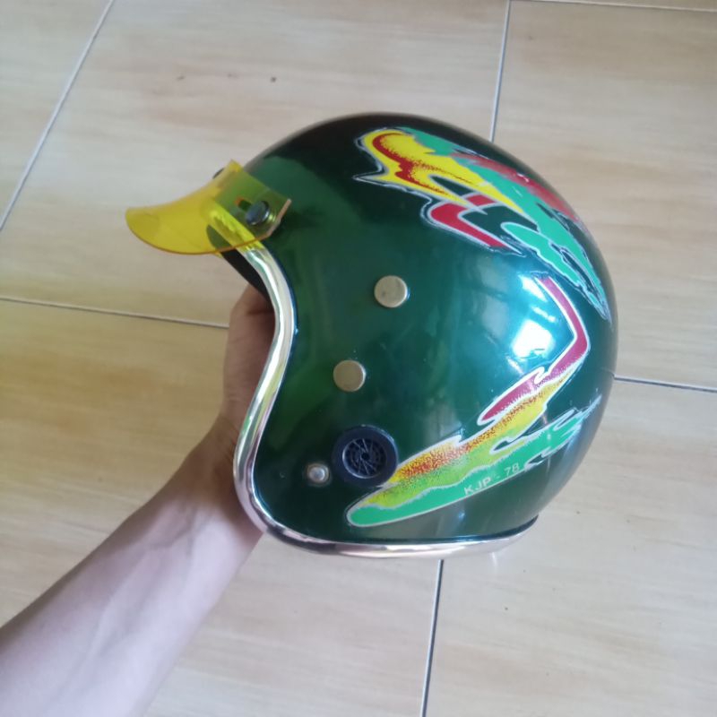Jual HELM LAWAS JADUL KLASIK KJP ORIGINAL warna ijo botol | Shopee ...