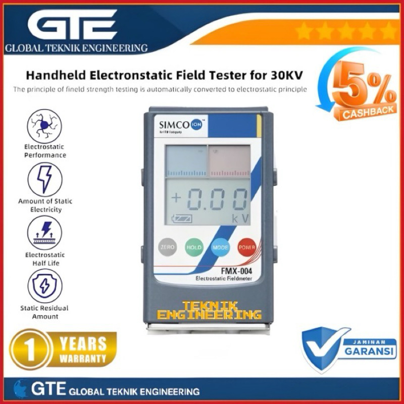 Jual FMX-004 simco fmx004 Electrostatic Field Meter name plat Made in ...
