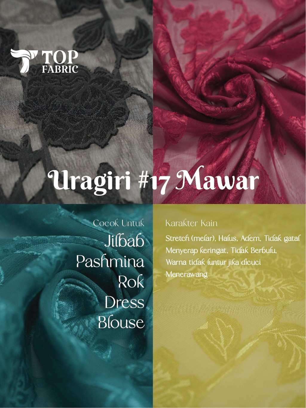 Jual 0,5 Meter Kain Uragiri motif Mawar #17 | Shopee Indonesia