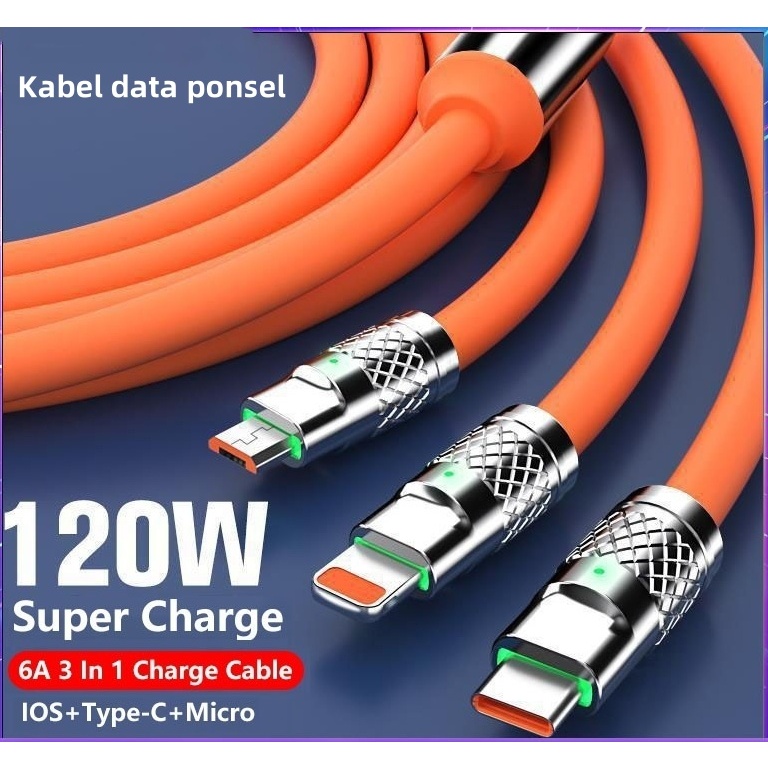 Jual kabel data Paduan seng 120W satu hingga tiga Android Apple type-c ...