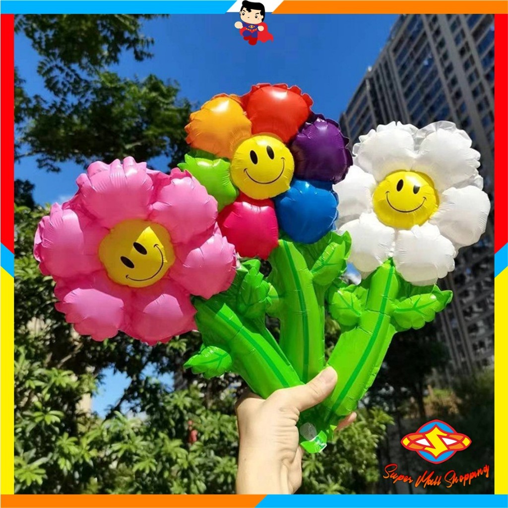 Jual SMS Balon Sunflower Polos Balon Foil Tongkat Bunga Matahari ...
