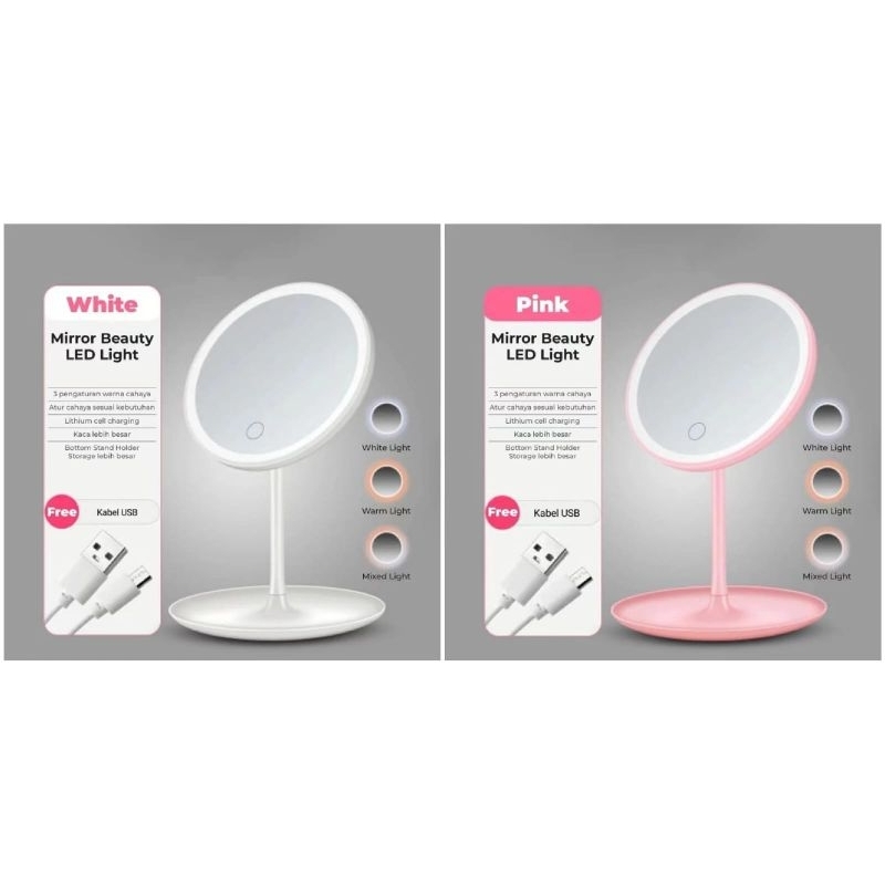 Jual Cermin Makeup Mirror LED Light Tombol Touch Screen Aesthetics ...