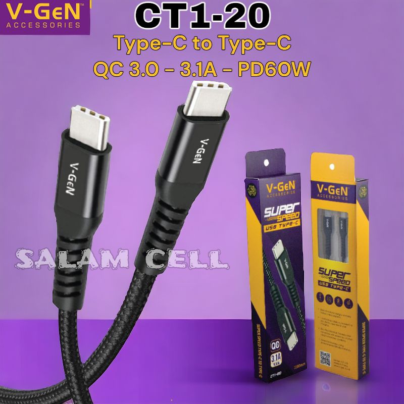 Jual Kabel Data Type-C To Type-C Super Speed V-GEN CTI-20 Original Vgen Ct1 20 Garansi Resmi ...