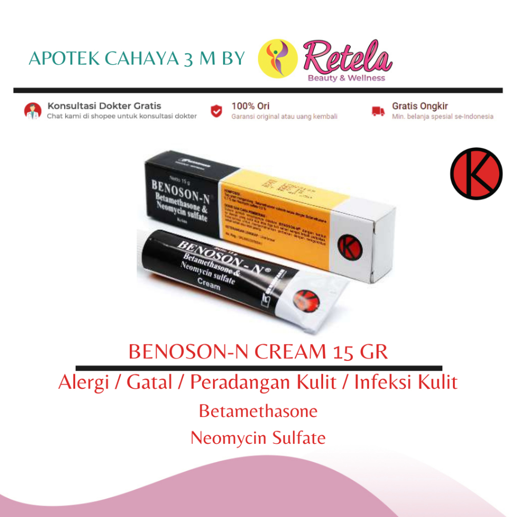 Jual Benoson N Cream 15 gr / Alergi / Infeksi Kulit / Dermatitis ...
