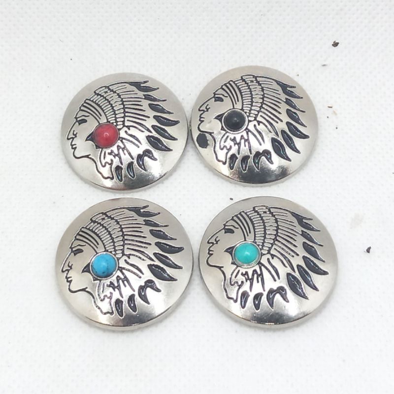 Jual Large Concho Head Chief Indian Beads Screw Back Button DIY Leather ...
