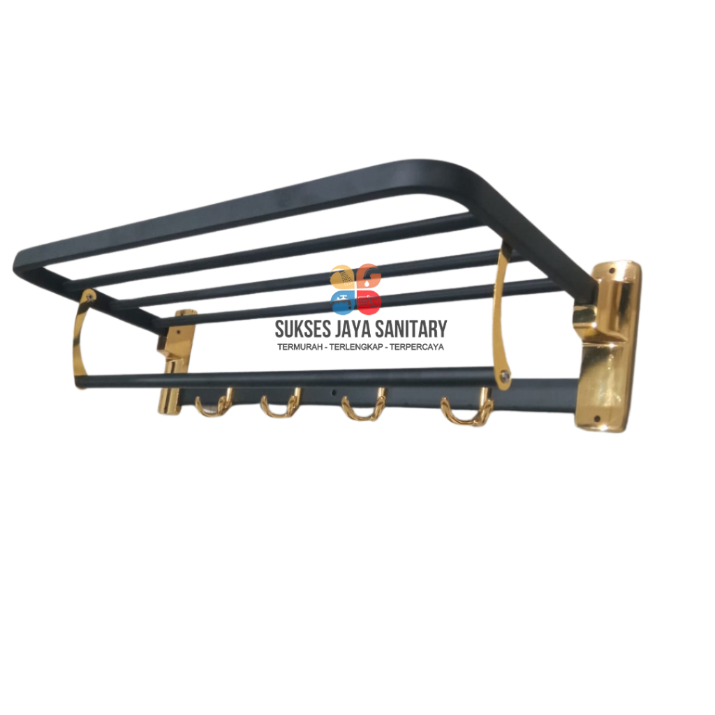 Jual Rak handuk 5 baris lipat Black Gold Rose Gold / Full stainless ...