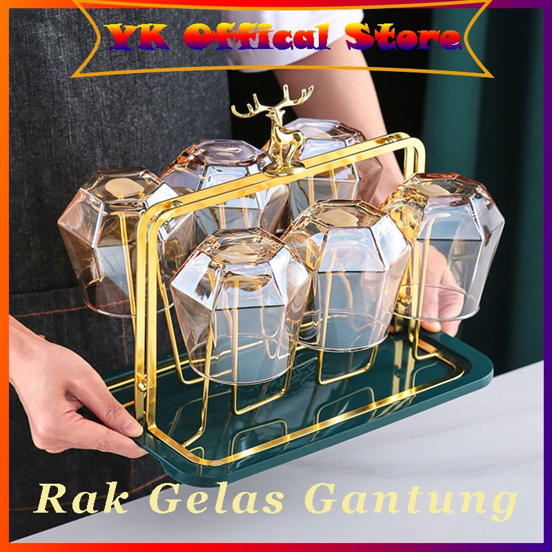Jual Rak Gelas Gantung Tempat Peniris Gelas 6 Cup Holder | Shopee Indonesia