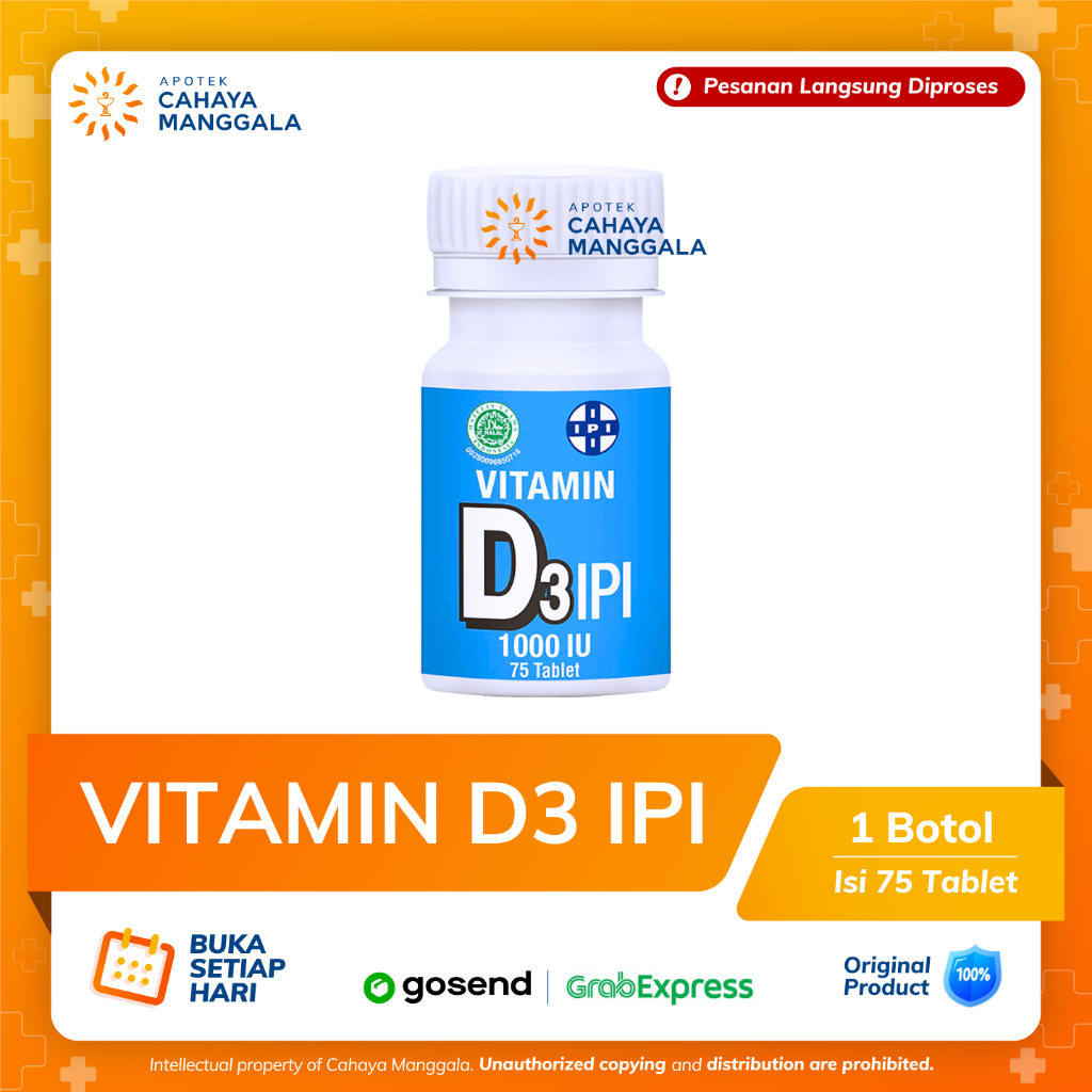 Jual VITAMIN D3 1000 IU IPI PER BOTOL 75 TABLET | Shopee Indonesia