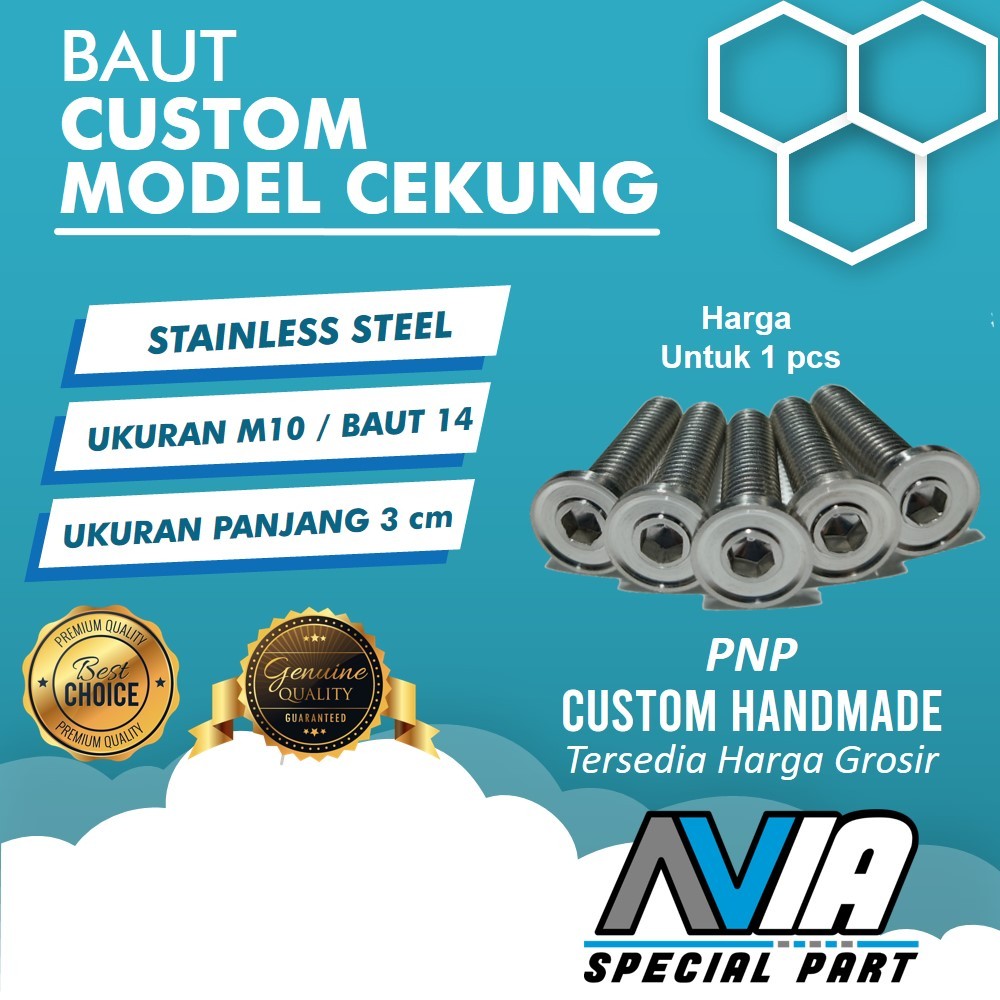 Jual Baut Drat M10 / Baut 14 Stainless Steel Model Cekung Custom ...
