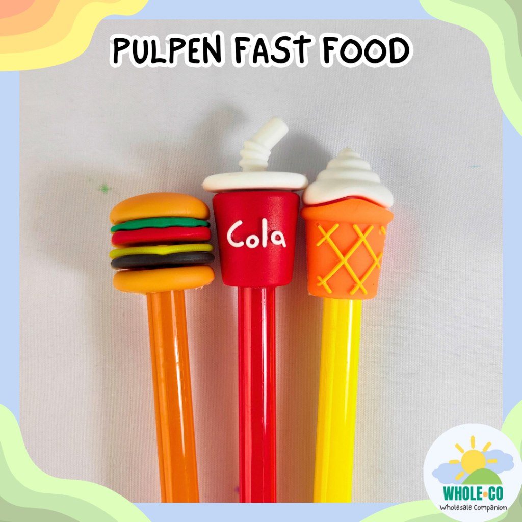Jual Pulpen Gel Karakter Fast Food Pena Burger Cola Ice Cream Premium ...