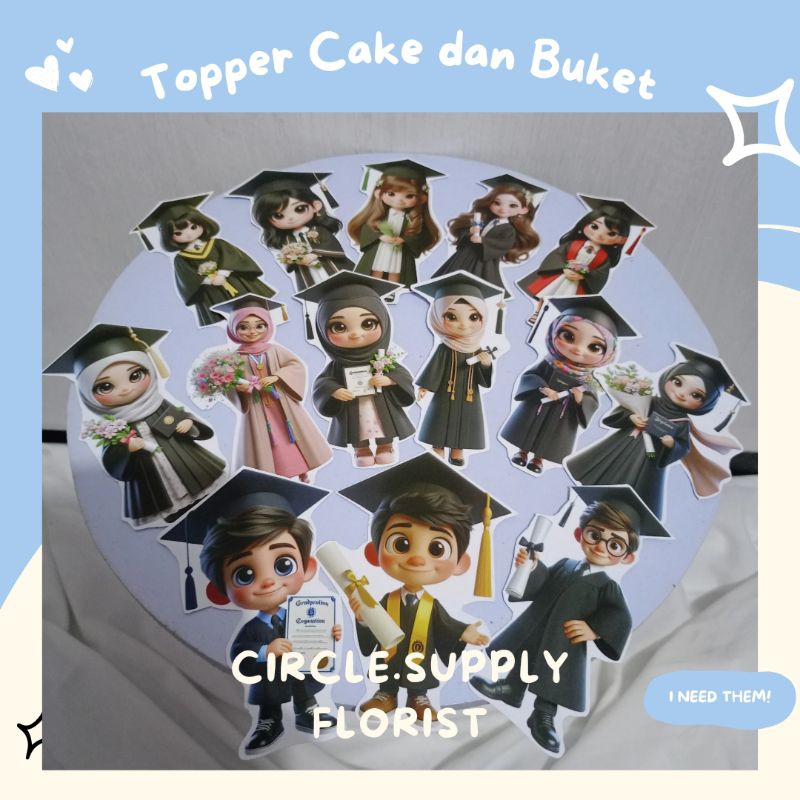Jual [ Paket 50pcs ] - Topper Wisuda Termurah | Topper Wisuda Karakter Unik Lucu 3d viral untuk ...