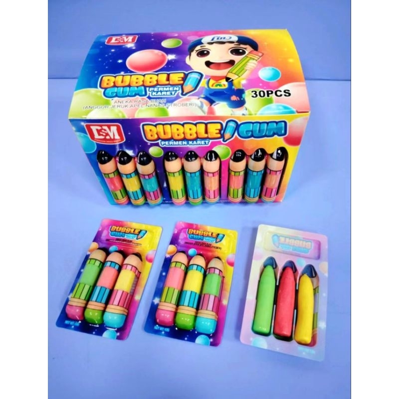 Jual Permen Cemilan Snack Bubble Gum Karet Pensil Krayon Crayon Mainan ...