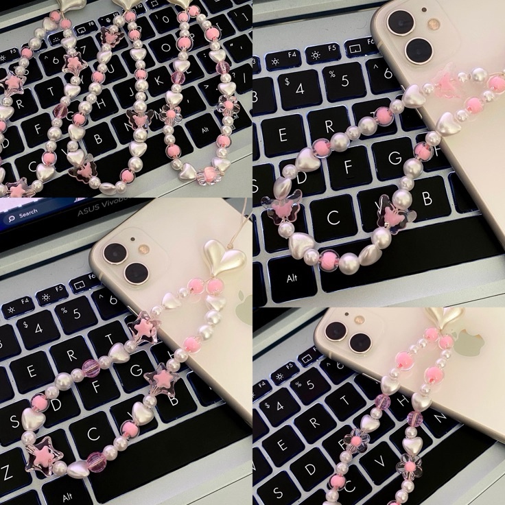 Jual vq strap phone pink series strap handphone aesthetic gantungan hp ...