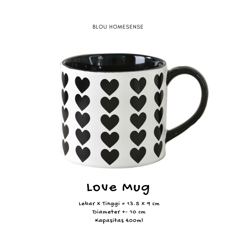 Jual Blou Gelas Mug Keramik Bunga Monochrome Hitam Putih Aesthetic Unik ...