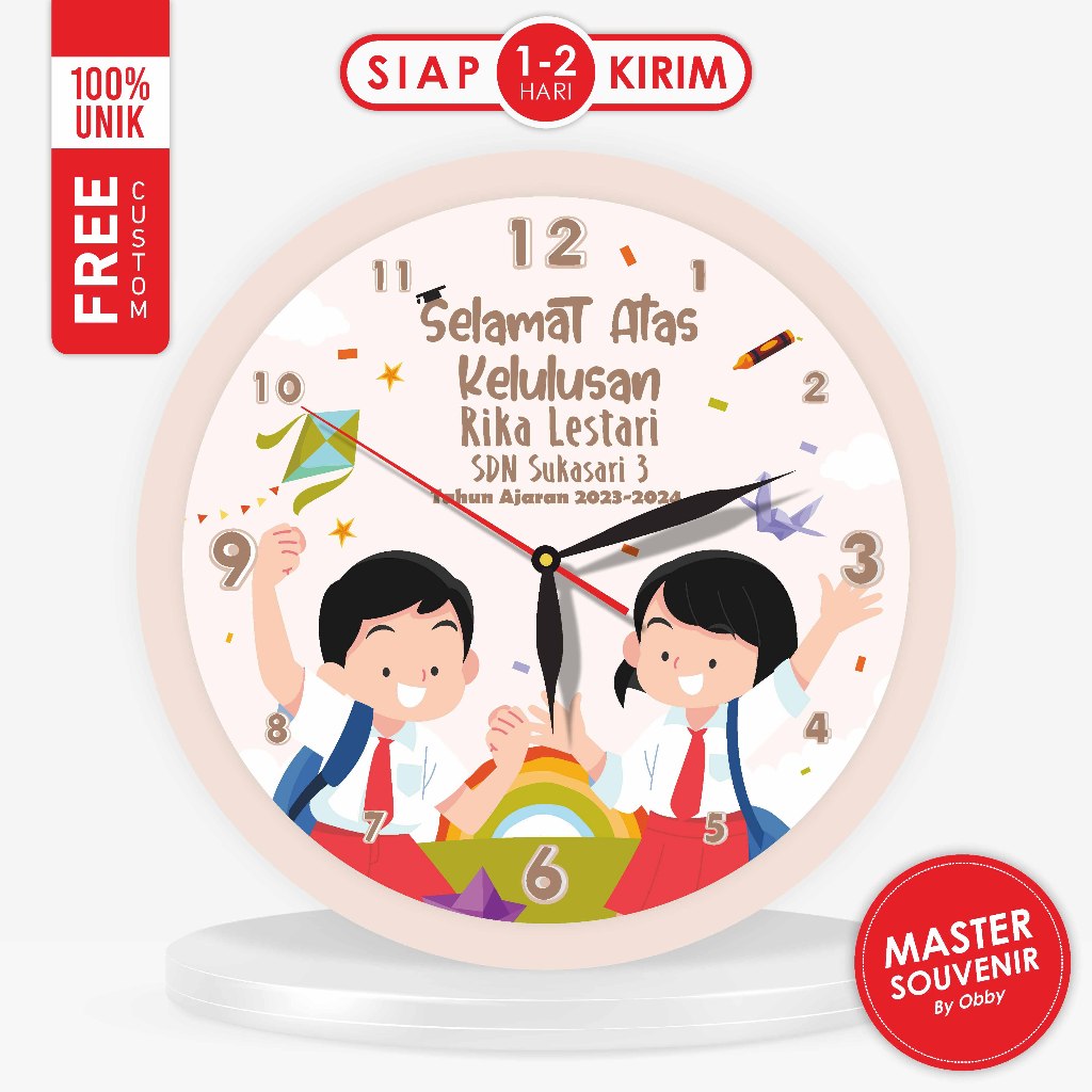 Jual Master Souvenir By Obby - Jam Meja Unik Custom Nama Souvenir Wisuda Hadiah Perpisahan Anak ...