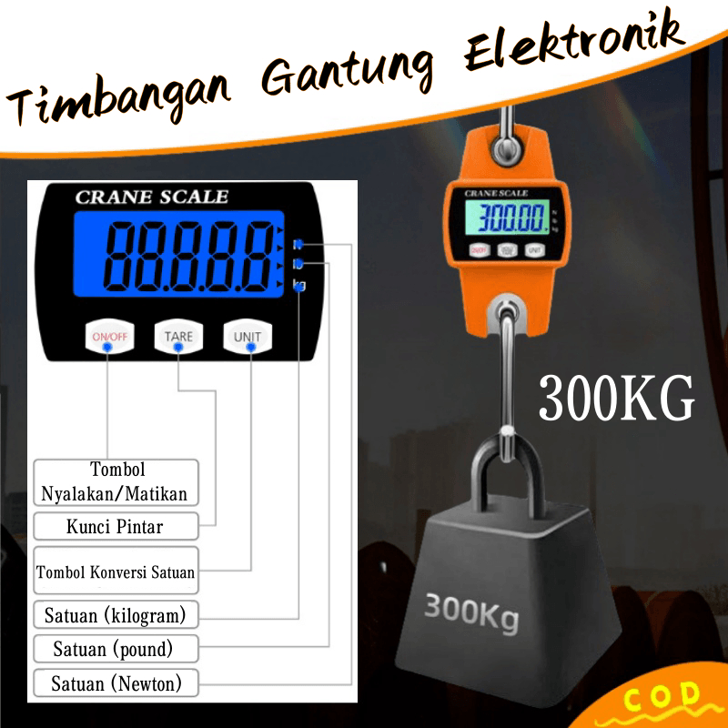 Jual 300kg Timbangan Gantung Digital LED Timbangan Gantung Elektronik ...