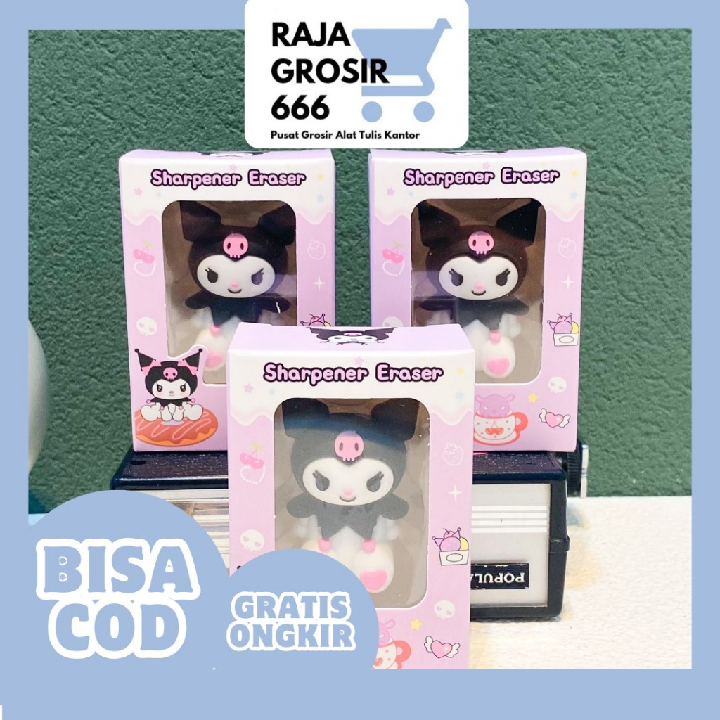 Jual 2 IN 1 HAPUSAN DAN SERUTAN MINIATUR KUROMI ER-1222 ERASER GEMAS ...