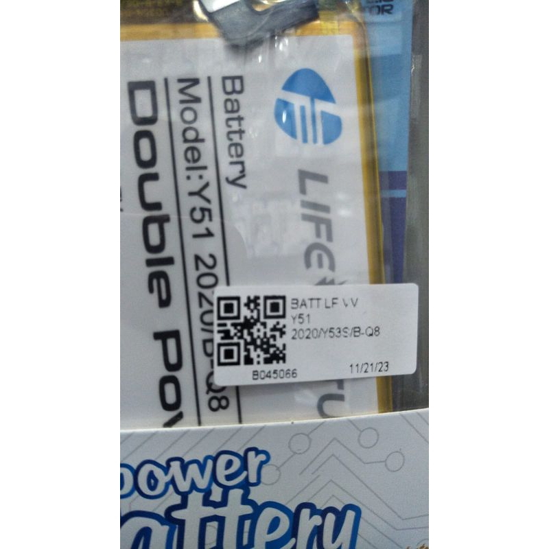 Jual baterai life future Vivo Y51 2020/Y53S/B-Q8 double power | Shopee ...