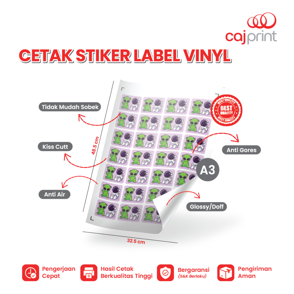 Jual CETAK / PRINT STICKER LABEL STICKER LOGO VINYL A3+ Kiss Cut ...